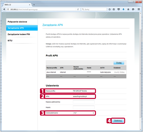 Konfiguracja routera - FM MOBILE
